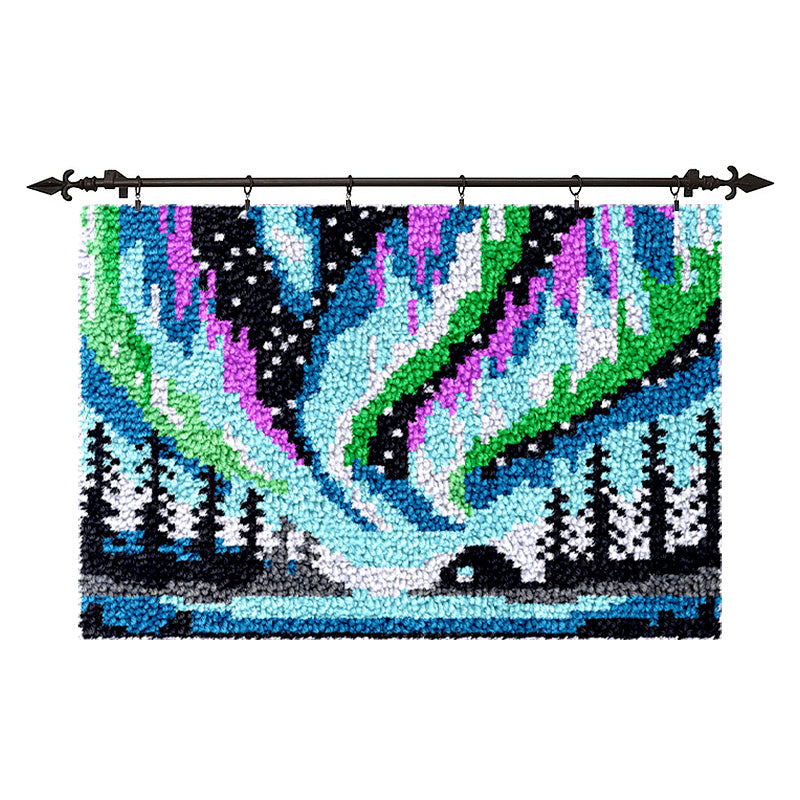 Aurora Borealis Latch Hook Rug Kit for Beginners | DIY Rug Making Craft ...