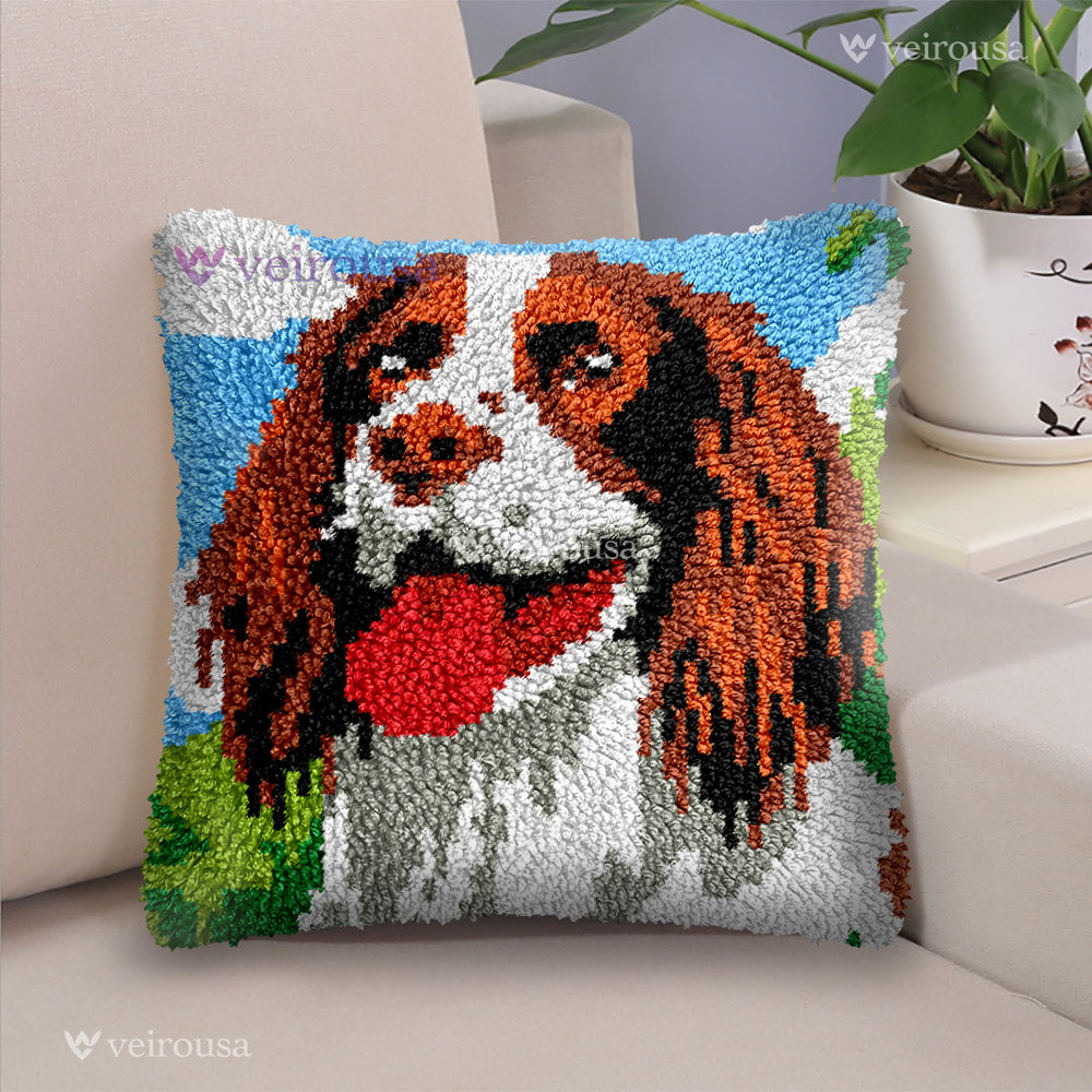 Welsh Springer Spaniel Latch Hook Pillow Kit| DIY Cushion & Rug Set for ...